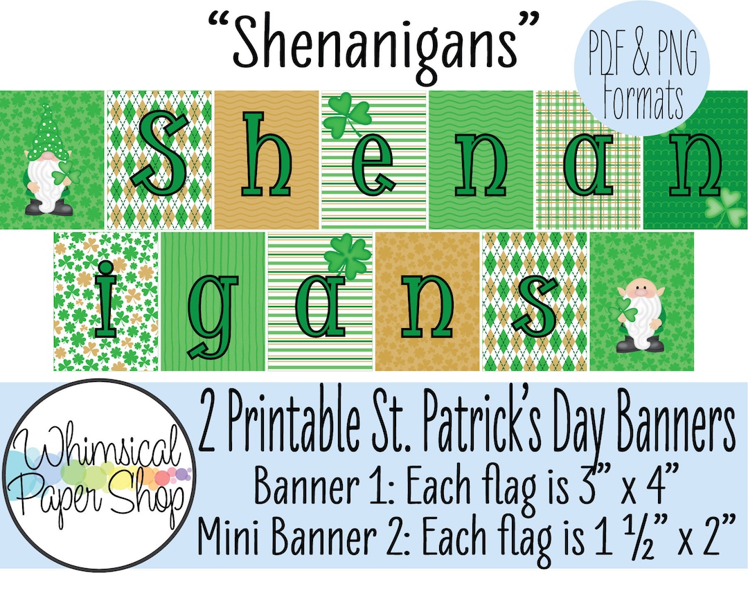Printable Shenanigans Banner, Small & MINI St Patrick's Banner ...