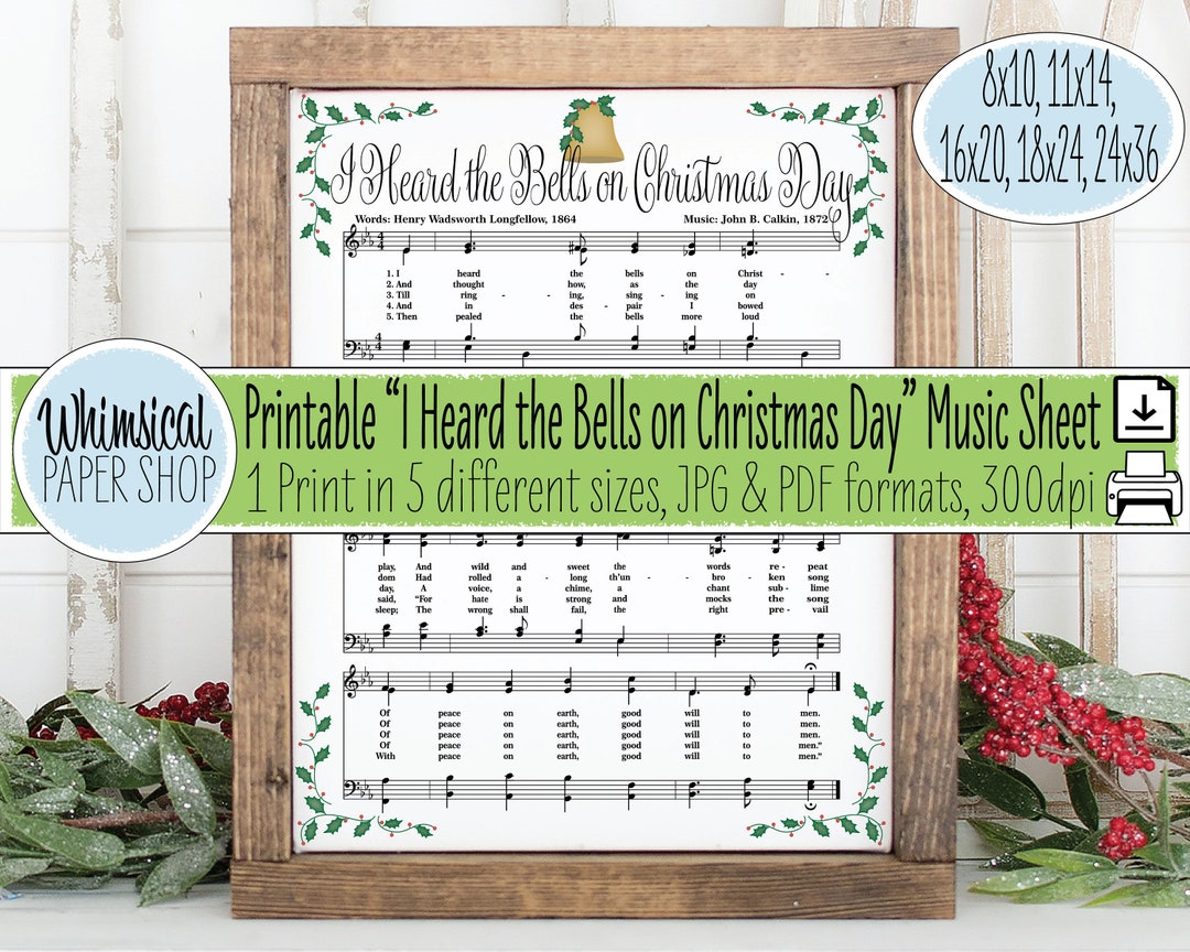 Christmas Song Lyrics, I Heard the Bells on Christmas Day Sheet Music ...