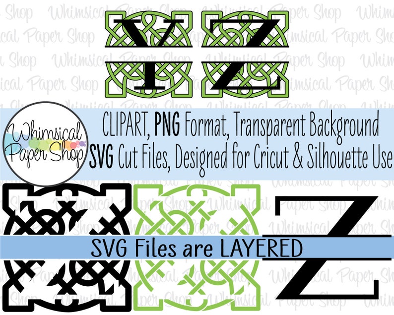 Split Monogram SVG & Clipart Set Monogram Letters Svg Celtic - Etsy