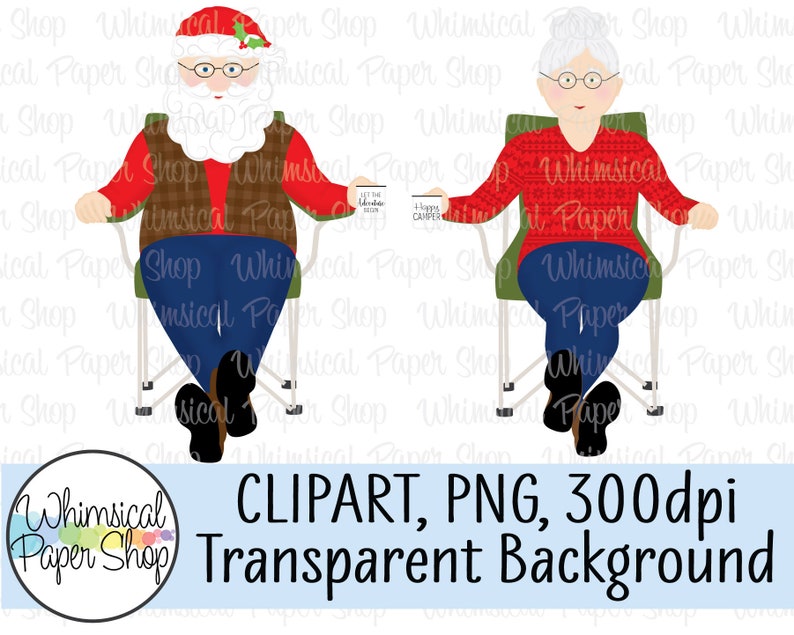 RV Camping Santa Clipart Set Santa and Mrs Claus Santa Claus - Etsy