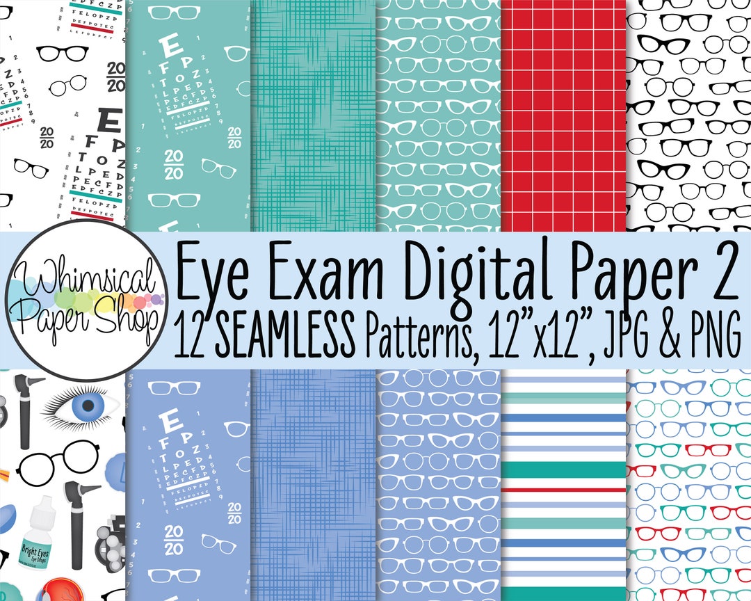 Seamless Eye Chart Digital Paper 2, Eye Doctor Digital Paper, Optometry ...