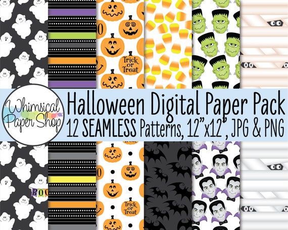 Seamless Halloween Pattern Digital Paper Set Seamless Jack O - Etsy