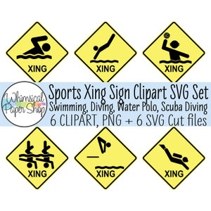 Printable Xing Sign SVG Clipart, Synchronized Swimmer Crossing, Diver ...