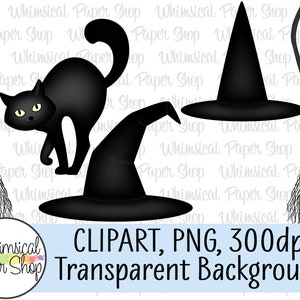 Halloween Broom SVG Clipart Set, Witch Boots Clipart Svg, Black Cat ...