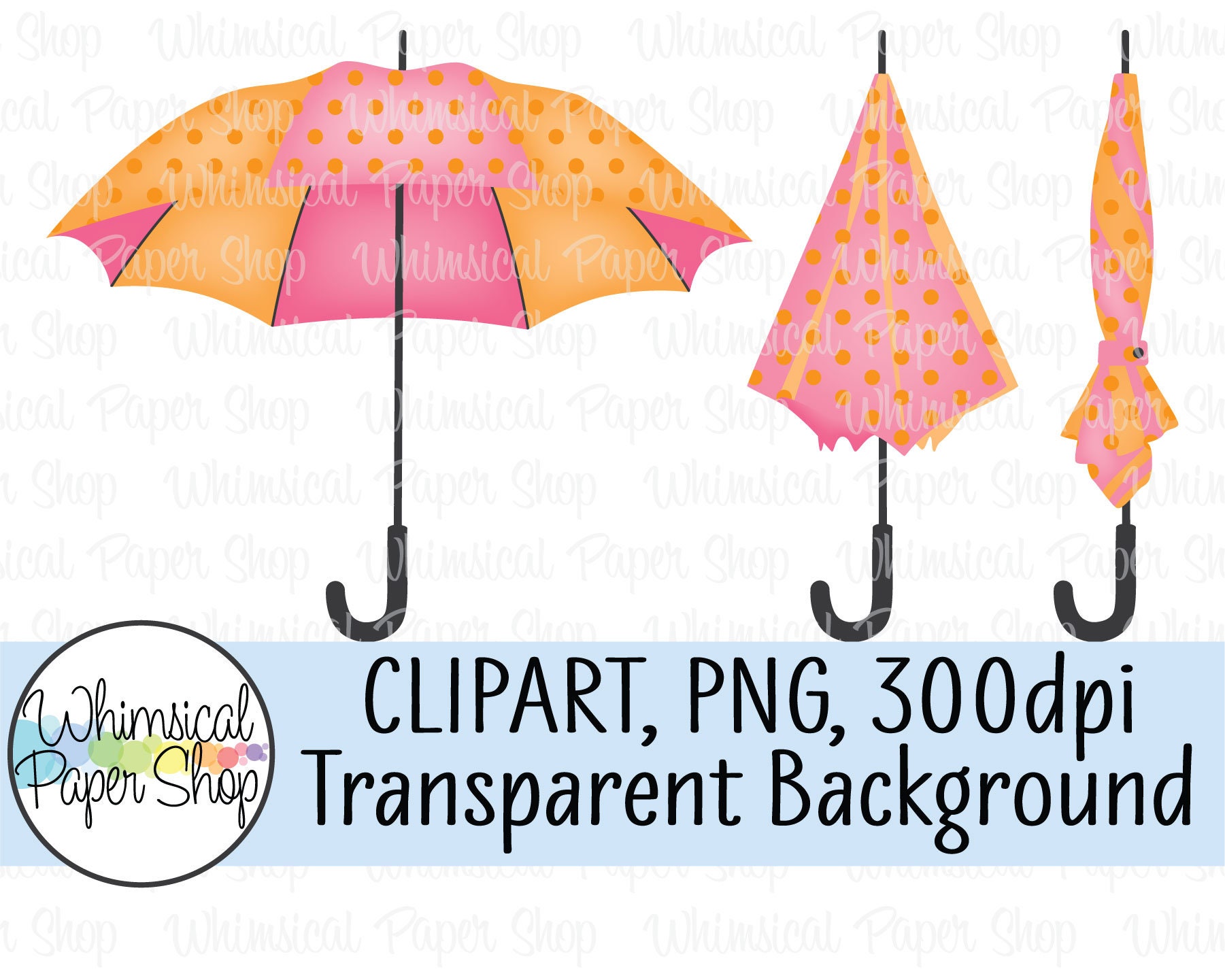 Polka Dot Umbrella Clipart SVG Files for Cricut Rainy Day | Etsy