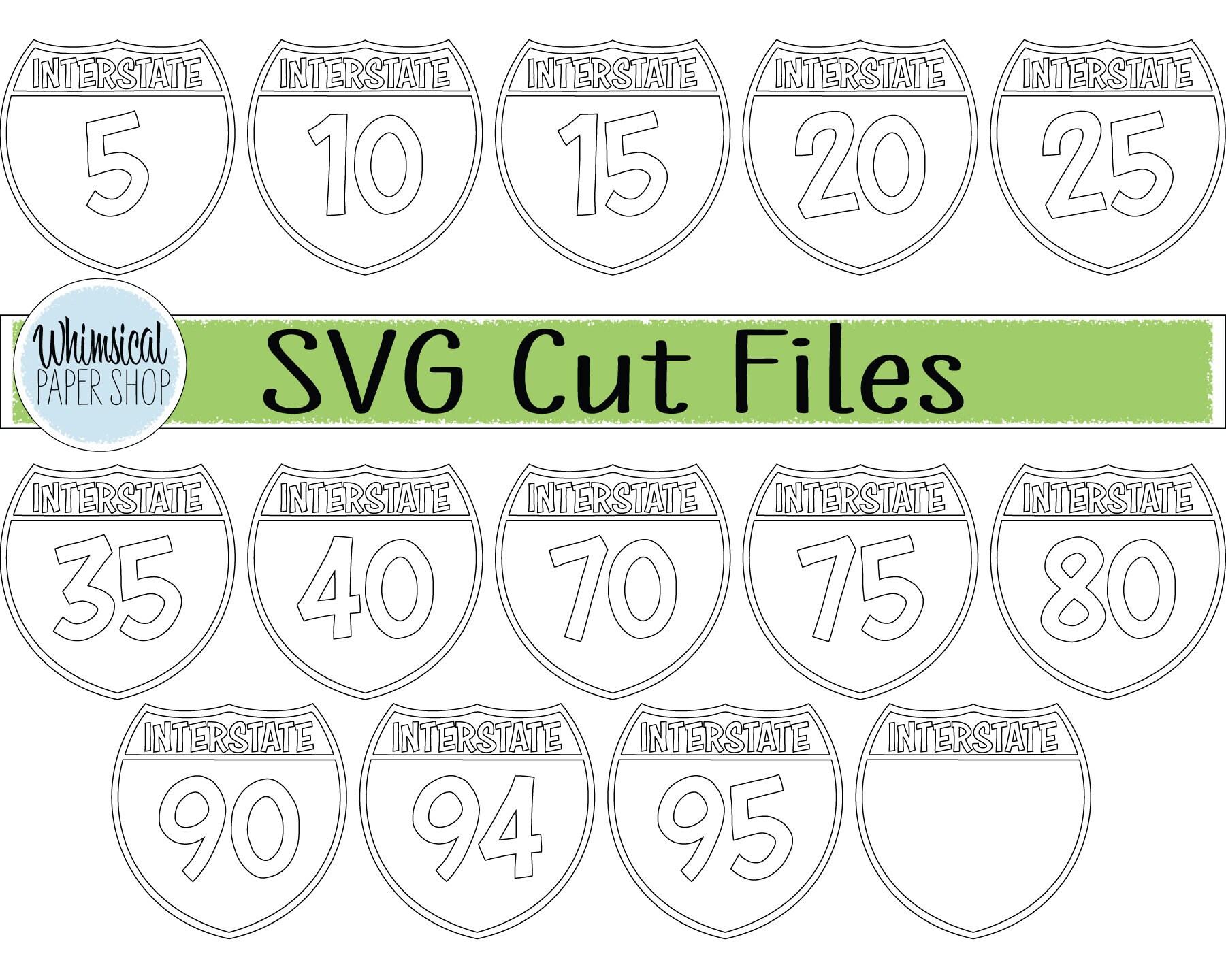 Interstate Road Sign Clipart SVG Set I5 I10 I15 I20 I25 I35 | Etsy