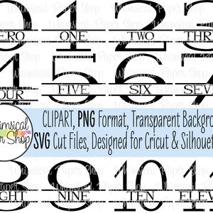 Split Monogram SVG & Clipart Set, Table Number Svg, Split Number Svg ...