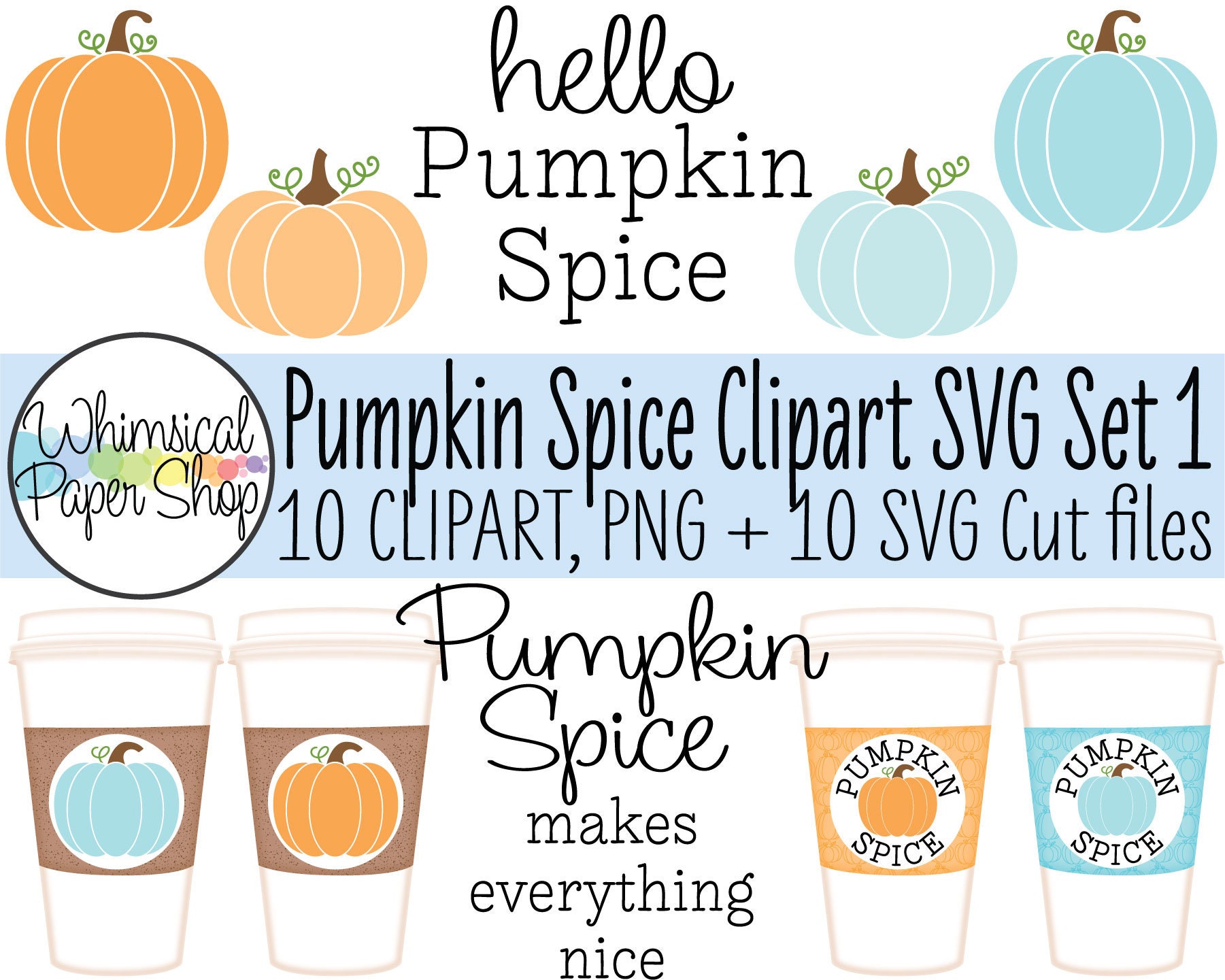 Fall Clipart SVG Set Pumpkin Clipart Pumpkin Spice Svg - Etsy