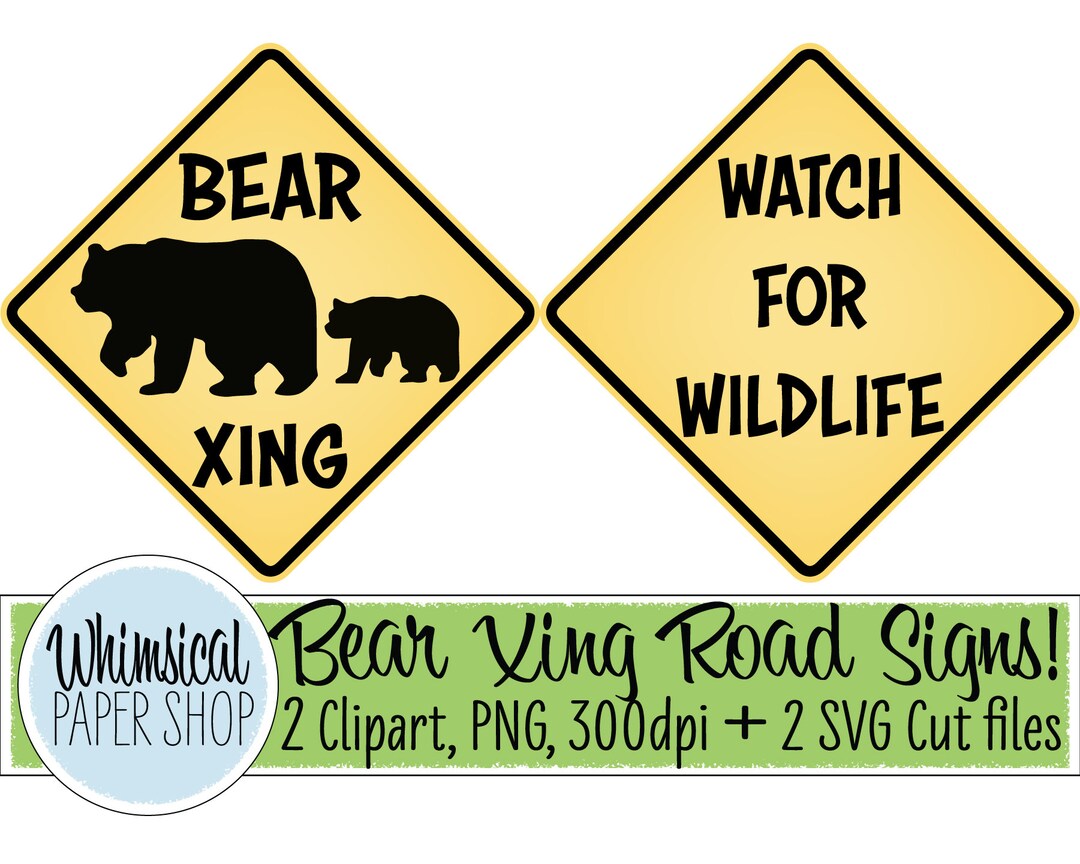 Bear Crossing Road Sign Clipart SVG Set Watch for Wildlife - Etsy Canada