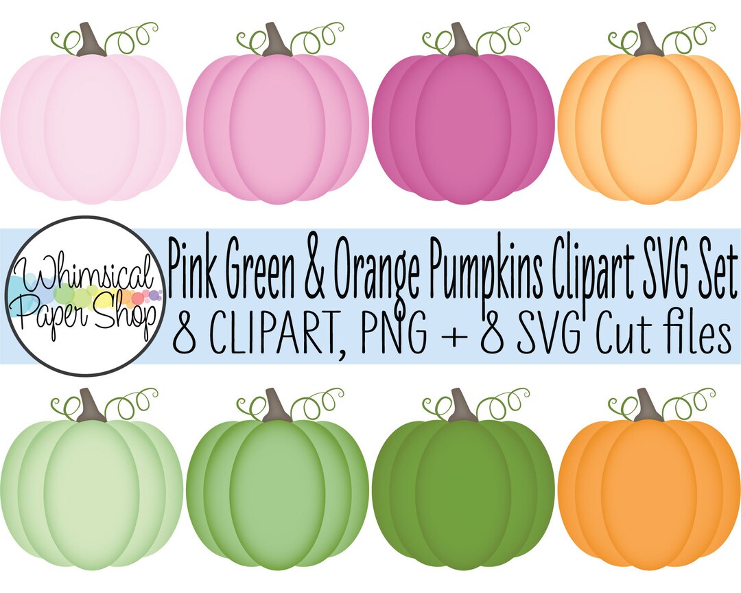 Pink Pumpkin SVG Clipart, Green Pumpkin Clipart SVG Orange Pumpkin ...