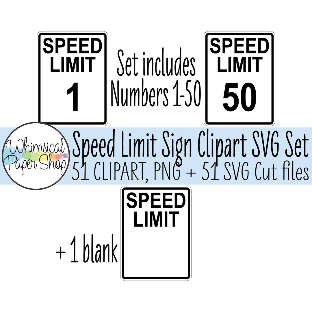 Age Speed Limit Sign SVG Clipart Set 1-50, Printable Speed Limit ...