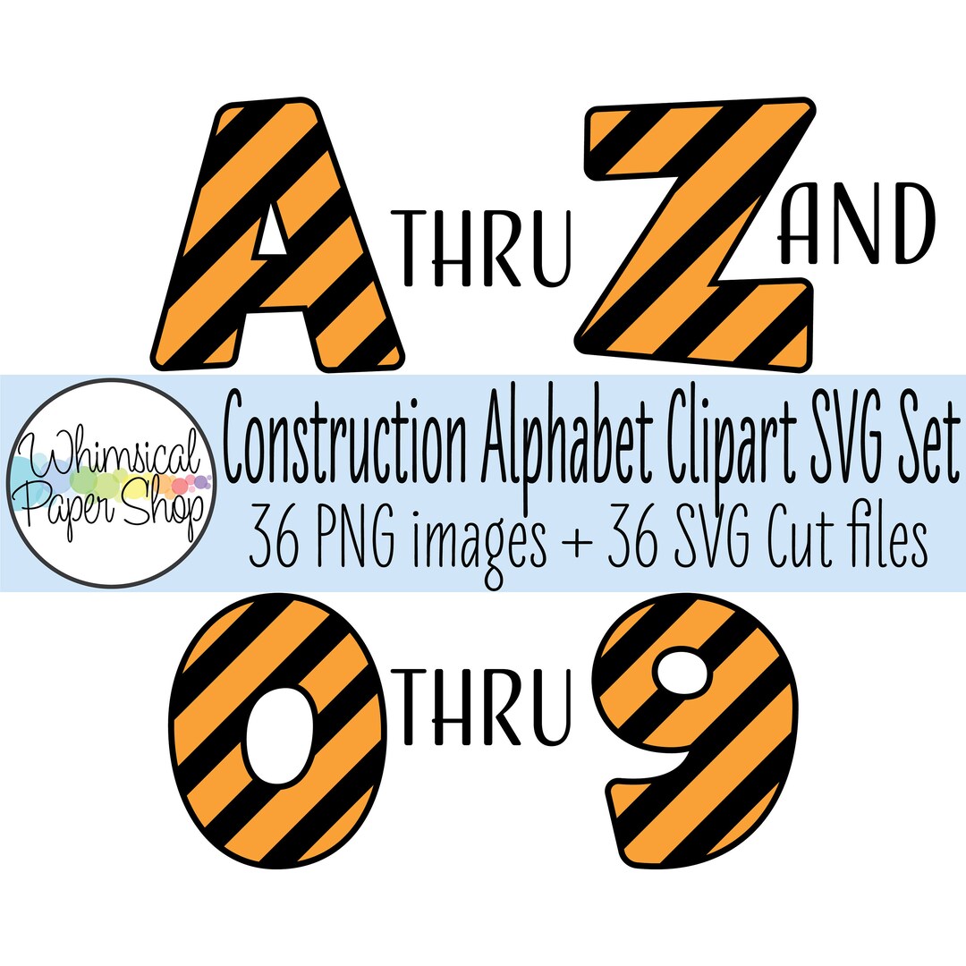 Construction Alphabet SVG Clipart, Construction Font Svg for ...