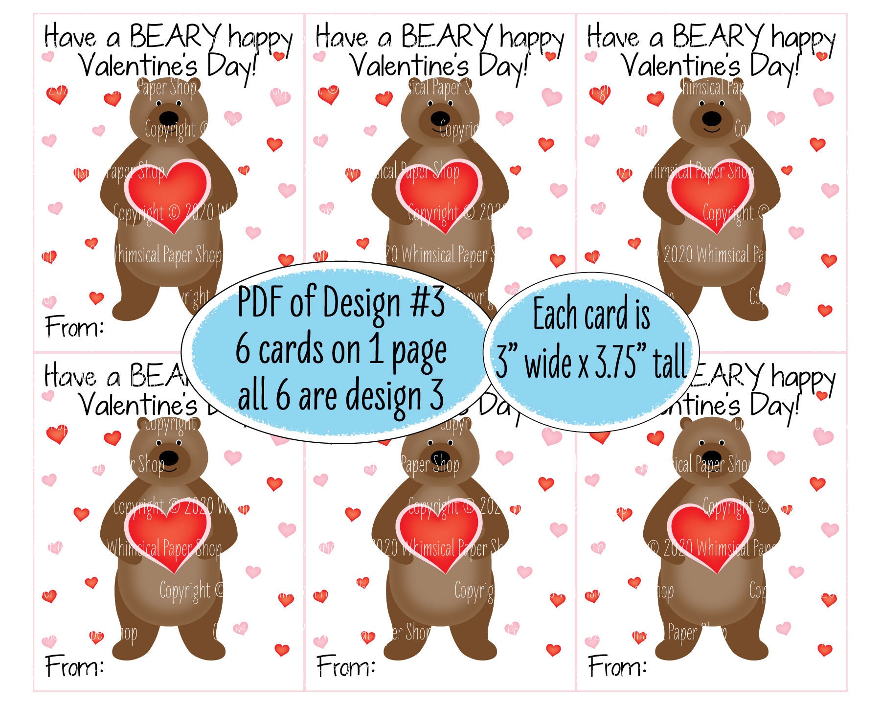 Printable Valentine Day Cards for Kids Valentine Tag Set | Etsy