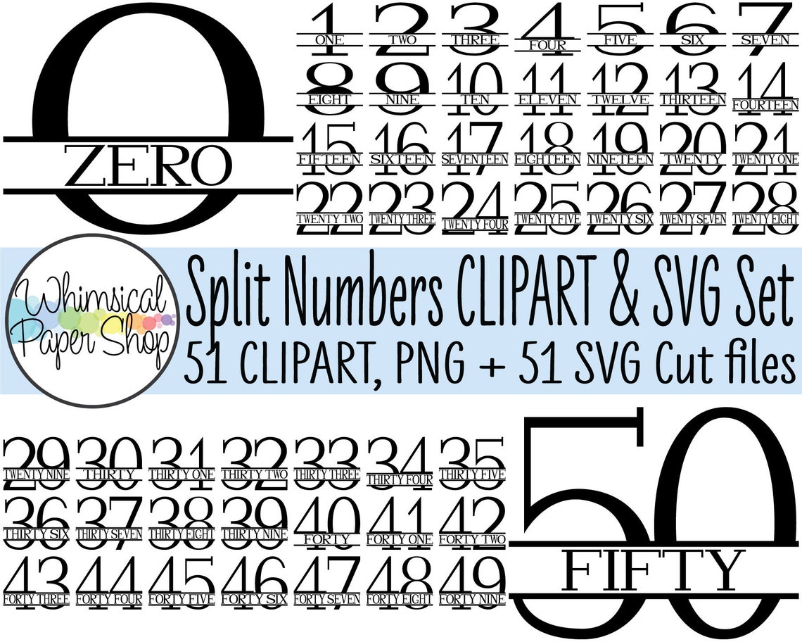 Split Monogram SVG & Clipart Set Table Number Svg Split - Etsy