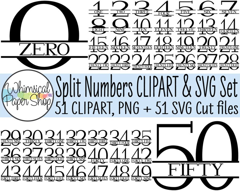 Split Monogram SVG & Clipart Set Table Number Svg Split - Etsy