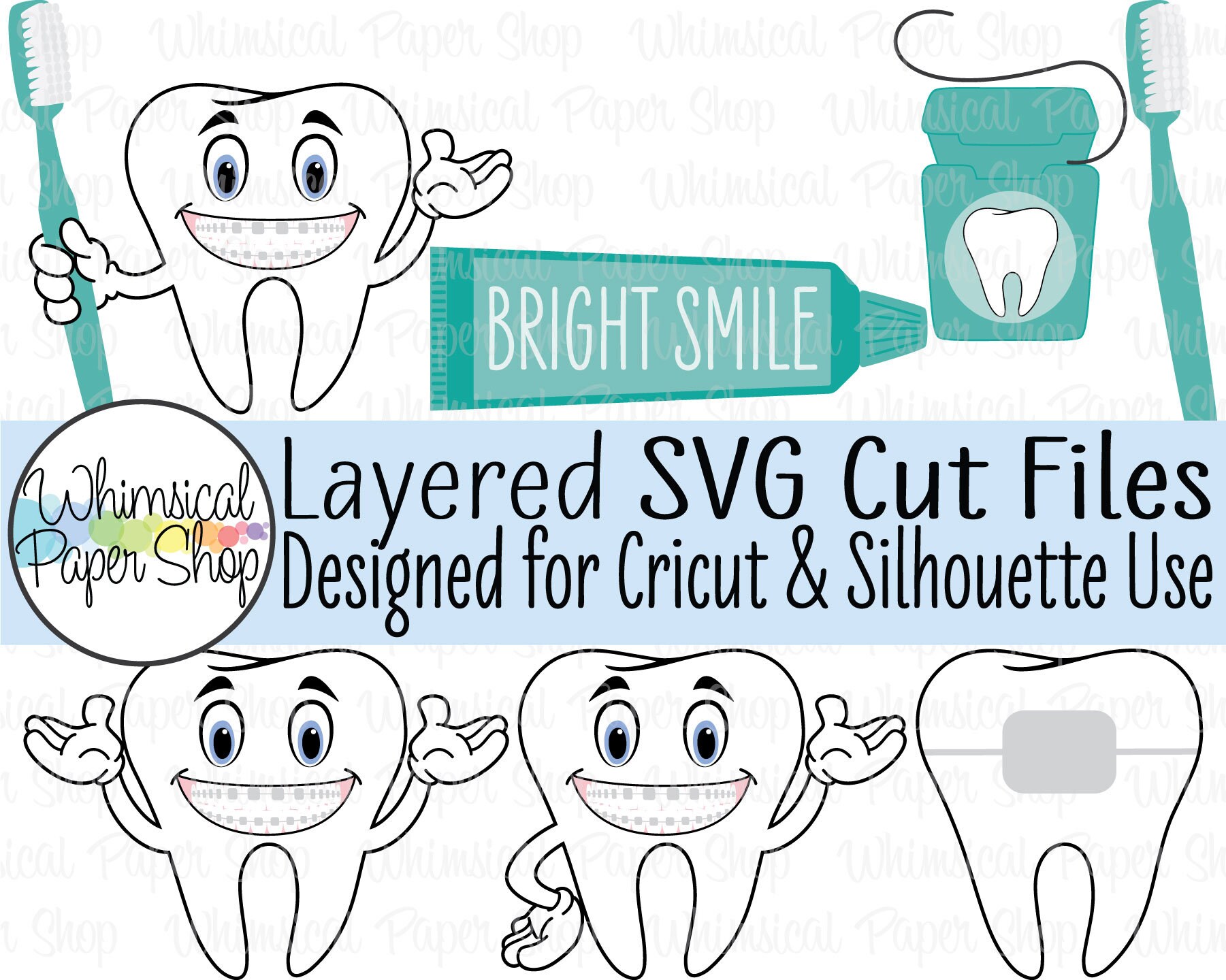 Buy Tooth SVG Clipart Set Dental Clipart Floss Svg Teeth Svg Online in ...