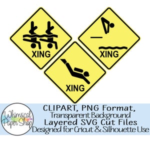Printable Xing Sign SVG Clipart, Synchronized Swimmer Crossing, Diver ...