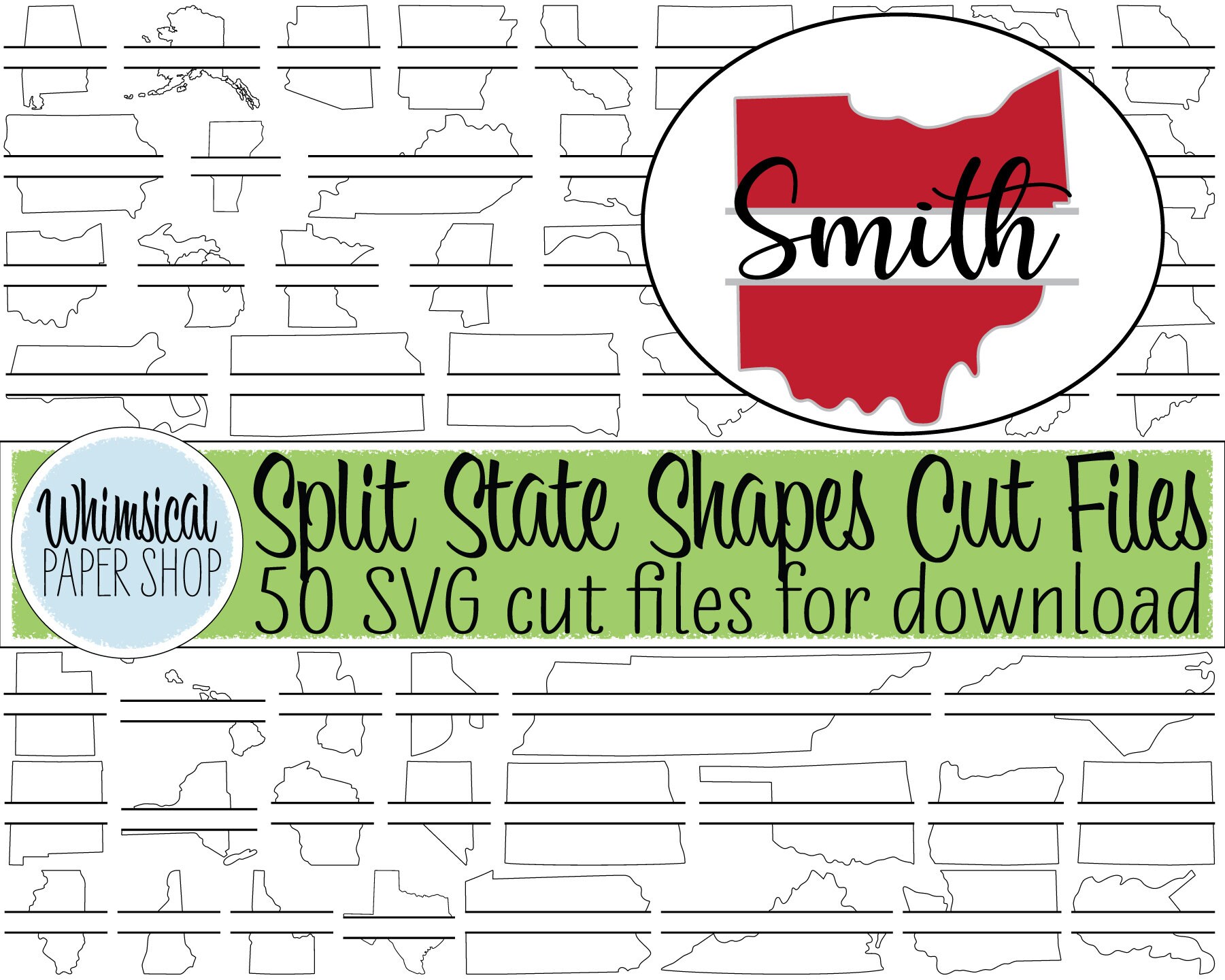 SVG Split State Shape cut files split state outline svg for | Etsy