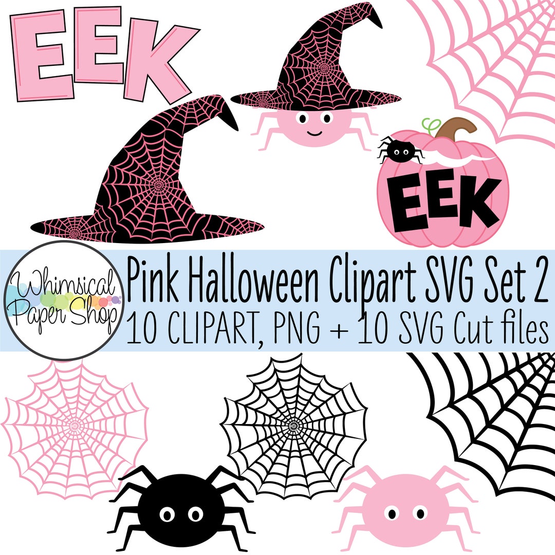 Pink Spider SVG Clipart Set, Spider Web Svg, Spiderweb Corner ...