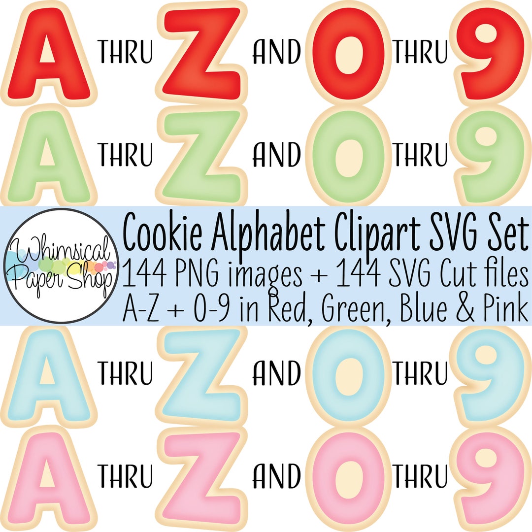 Christmas Alphabet SVG Clipart Set, Christmas Sugar Cookie Svg, Cookie ...