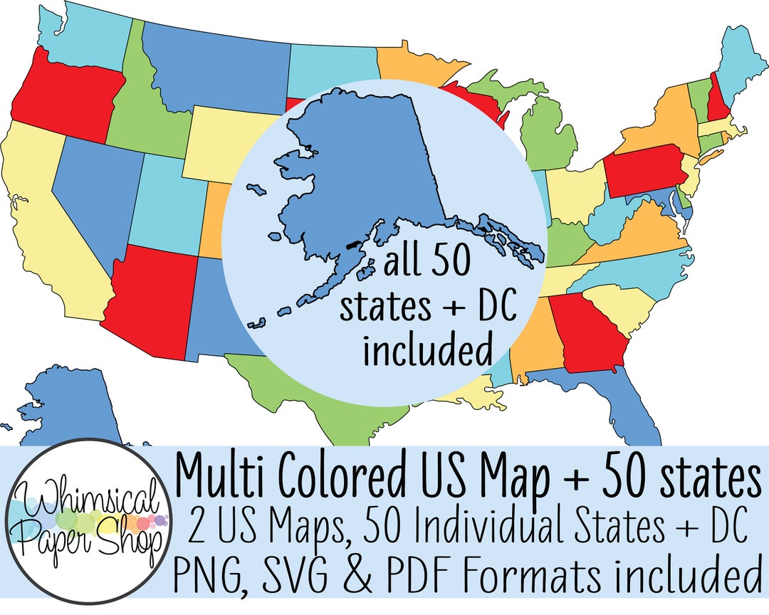 United States Map CLIPART SVG PDF Set, Us Map Svg, State Svg, State ...