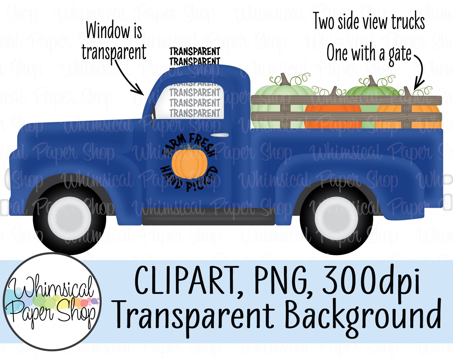 Blue Truck With Pumpkins SVG Clipart Set Old Truck Png Fall - Etsy