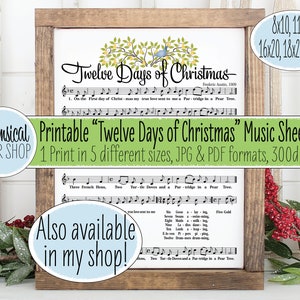 Christmas Song Printables, Twelve Days of Christmas Song Lyrics, 12 ...