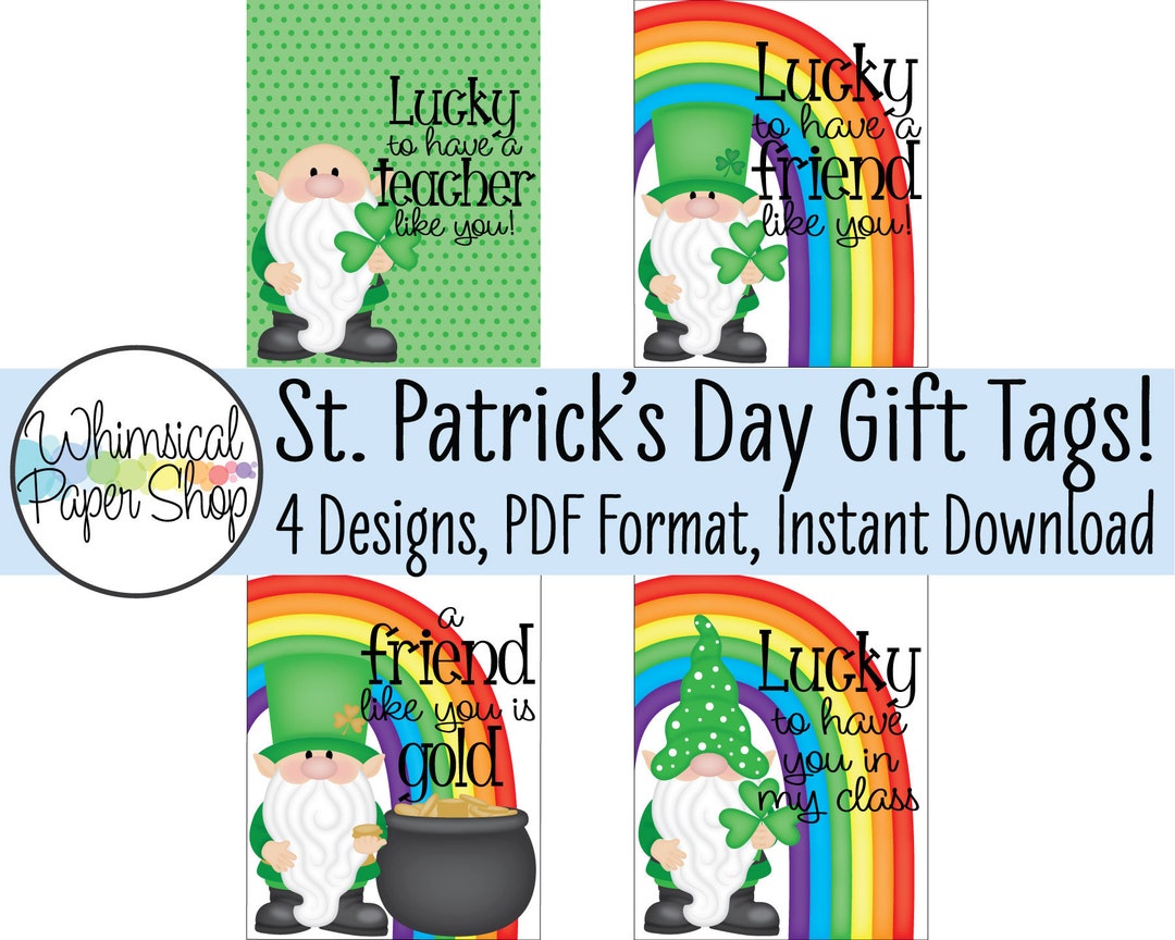 Printable St Patrick's Day Gift Tags, Treat Bag Tags, Party Favor Tag ...