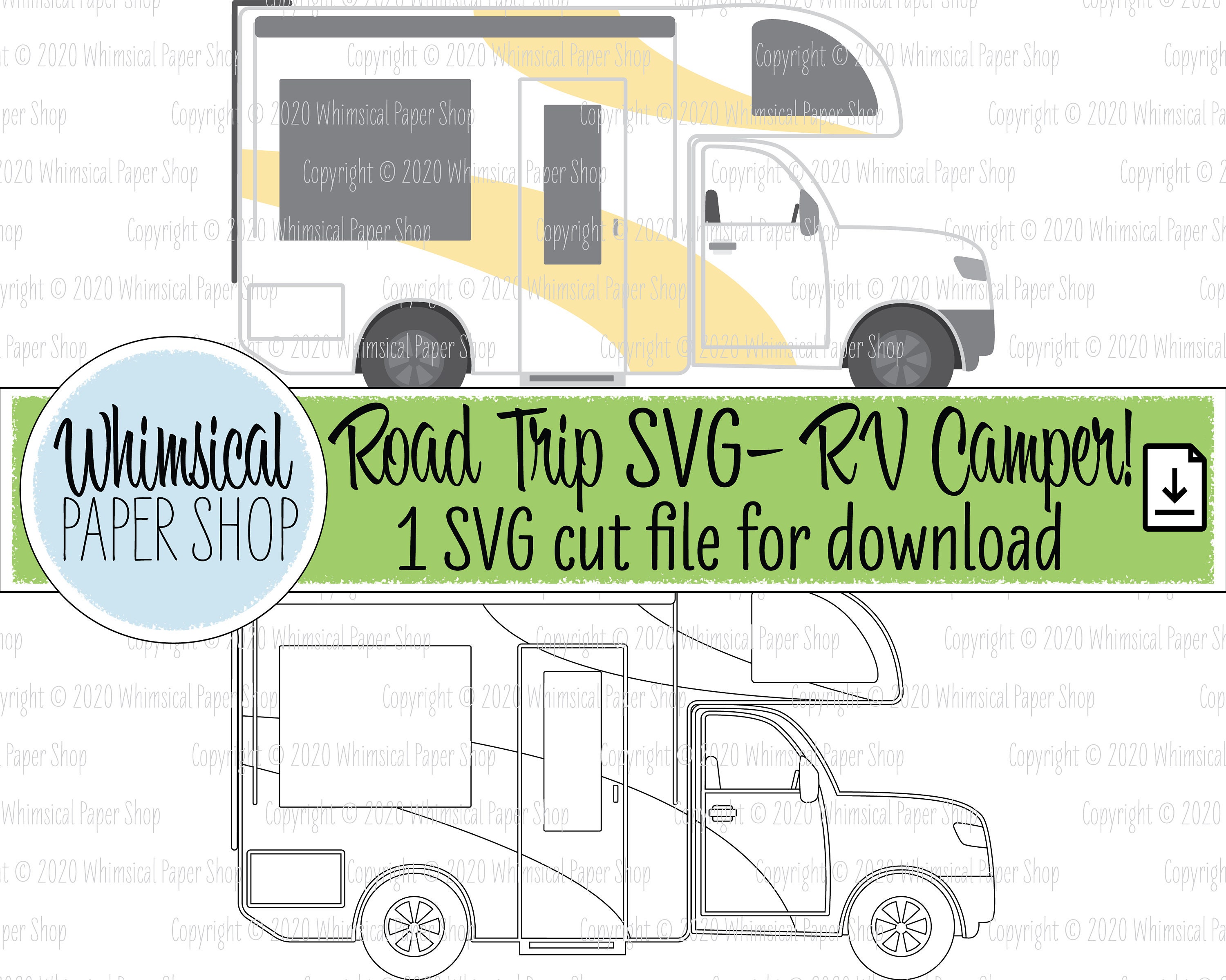 SVG RV Camper Road Trip cut file instant download camping | Etsy
