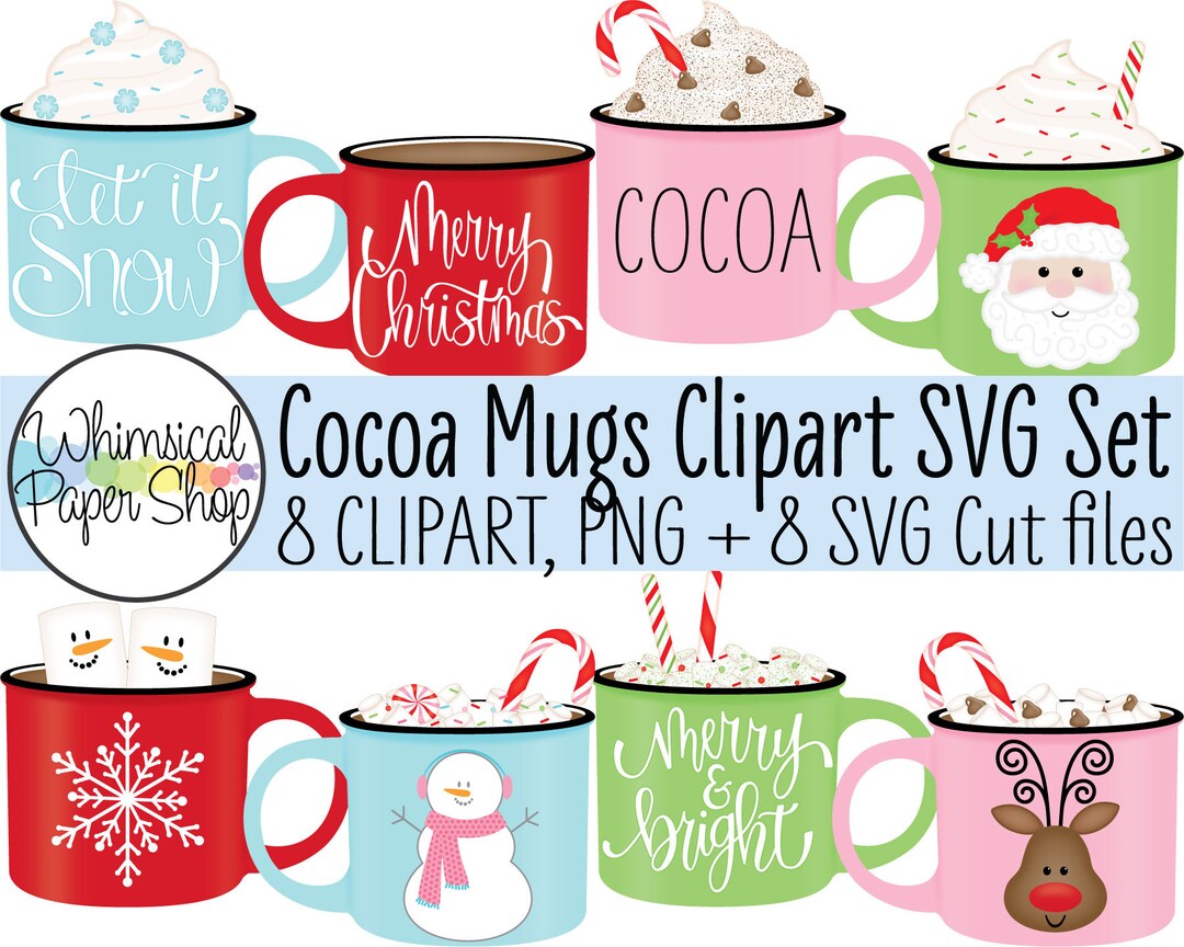 Christmas Mug SVG Clipart Set, Christmas Mug Png, Coffee Mug Svg Png ...