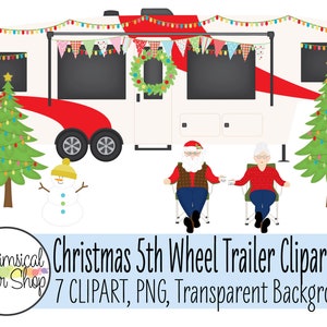 RV Camping Santa Clipart Set, Santa and Mrs Claus, Santa Claus Clipart ...