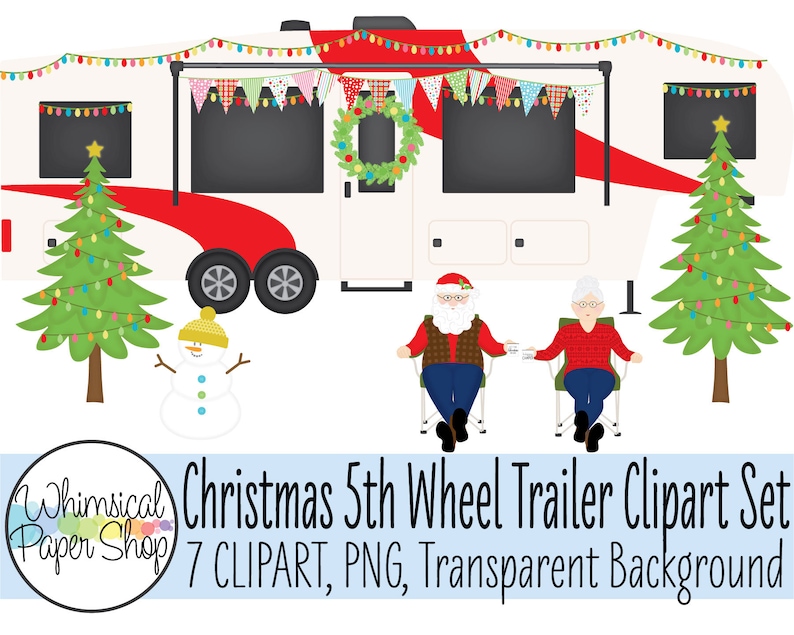 RV Camping Santa Clipart Set Santa and Mrs Claus Santa Claus - Etsy