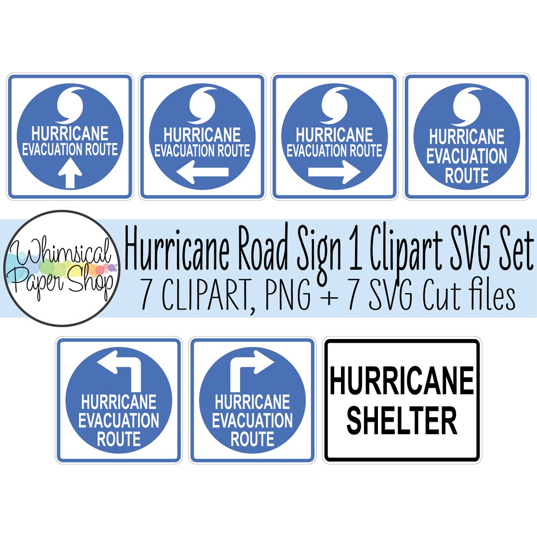 Hurricane SVG & Clipart Set. Hurricane Evacuation Plan Sign. Hurricane ...