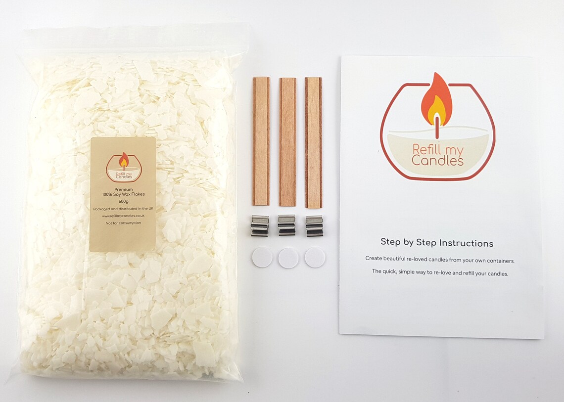 Refill My Candles Top up Kit - 600gm 100% Premium Natural Soy Wax ...