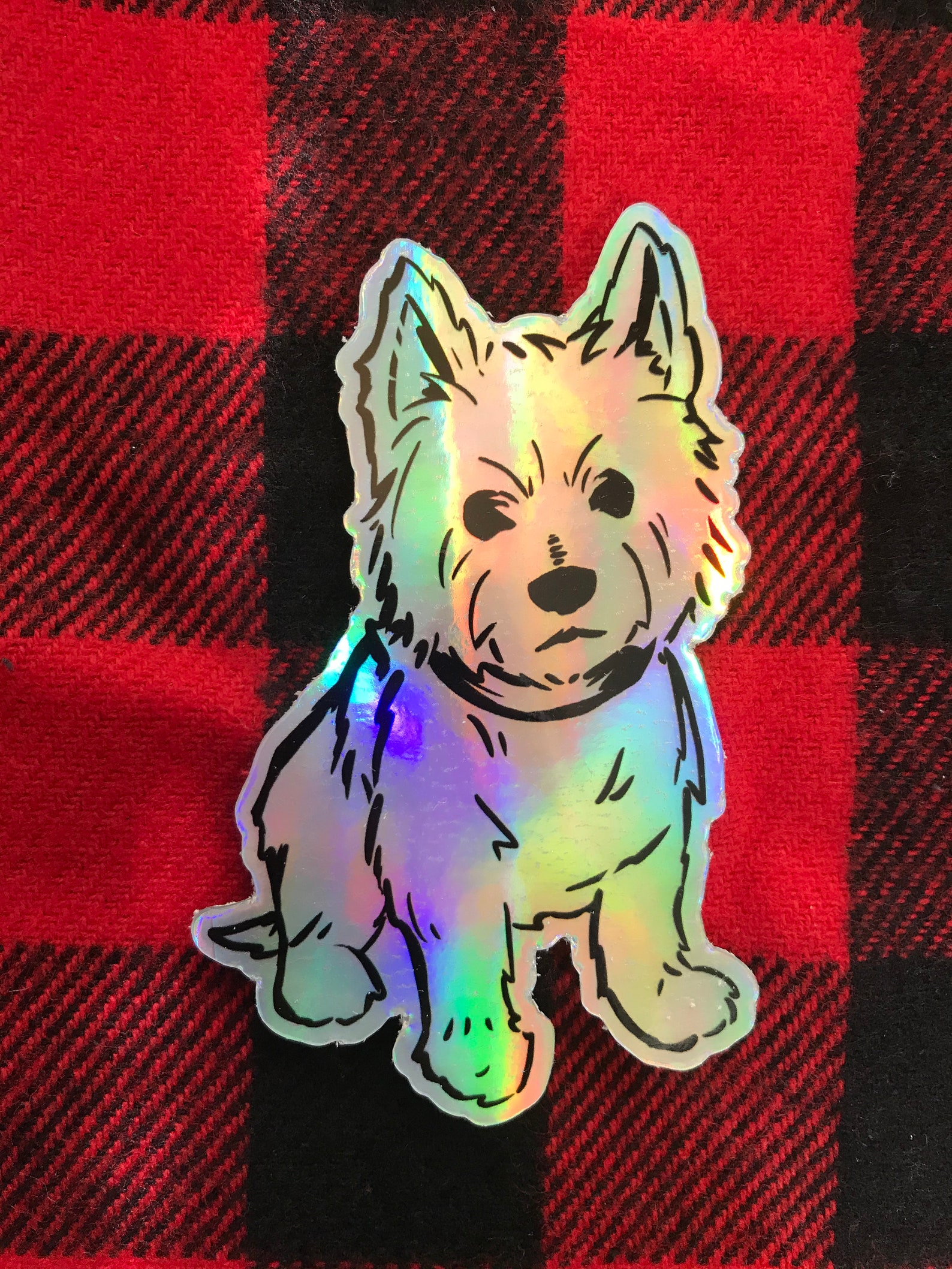 Holographic Westie Dog Sticker | Etsy