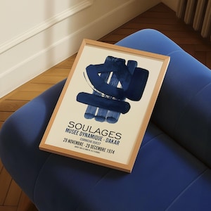 Soulages Poster, Blue Wall Art, Pierre Soulages Museum Art Gallery ...
