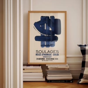 Soulages Poster, Blue Wall Art, Pierre Soulages Museum Art Gallery ...
