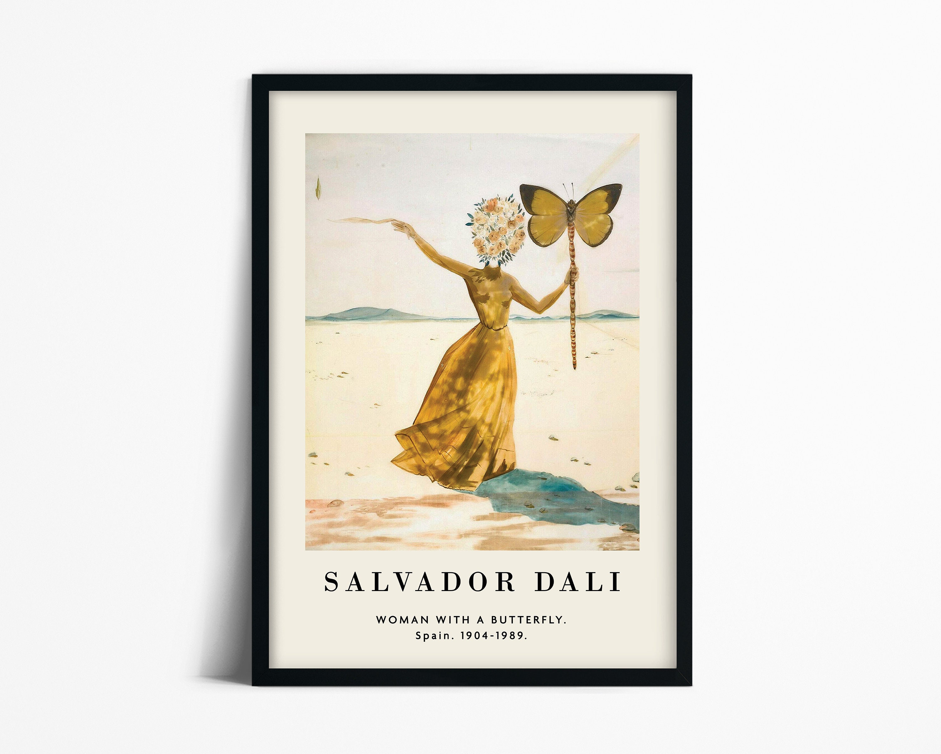 Salvador Dali Woman With A Butterfly Print Wall Hanging Surrealism Art ...
