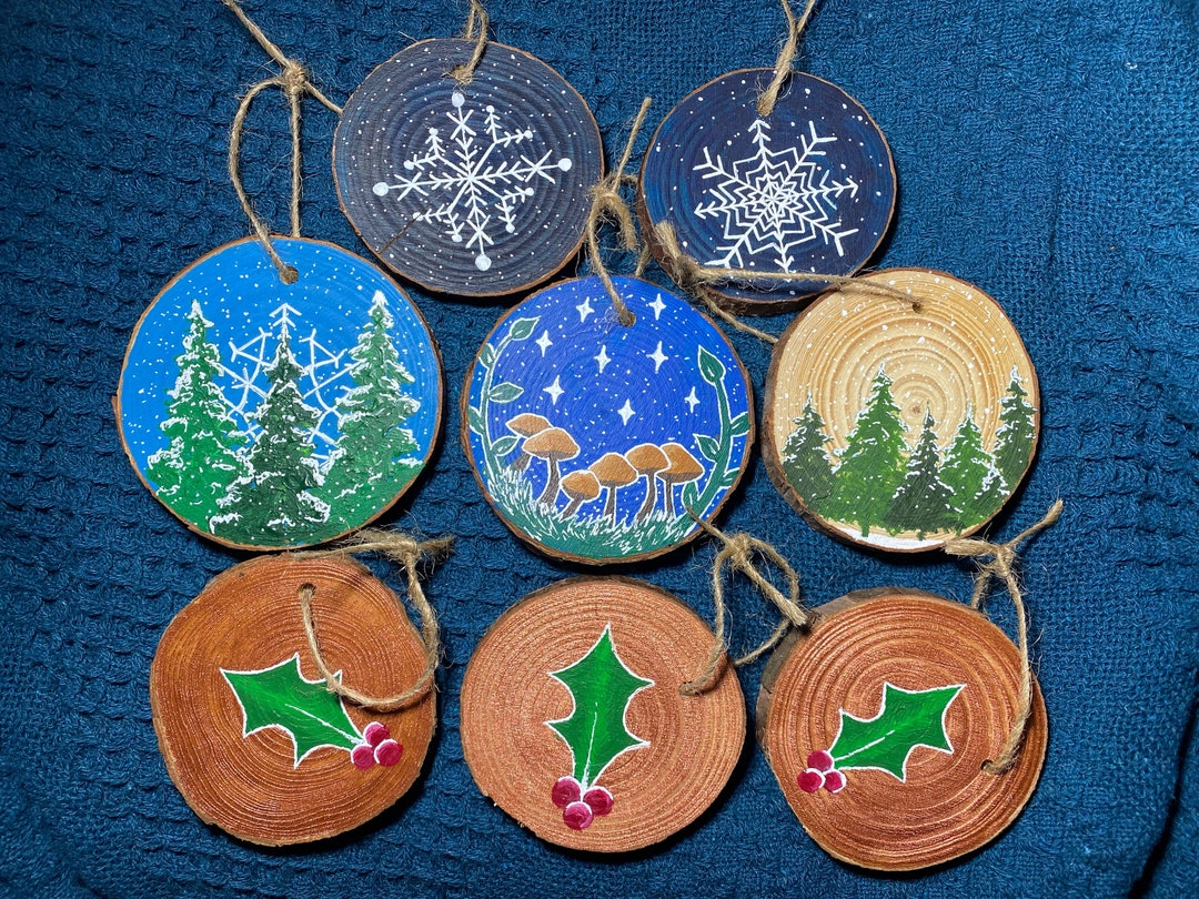 Hand-painted Wooden Christmas Ornaments - Etsy