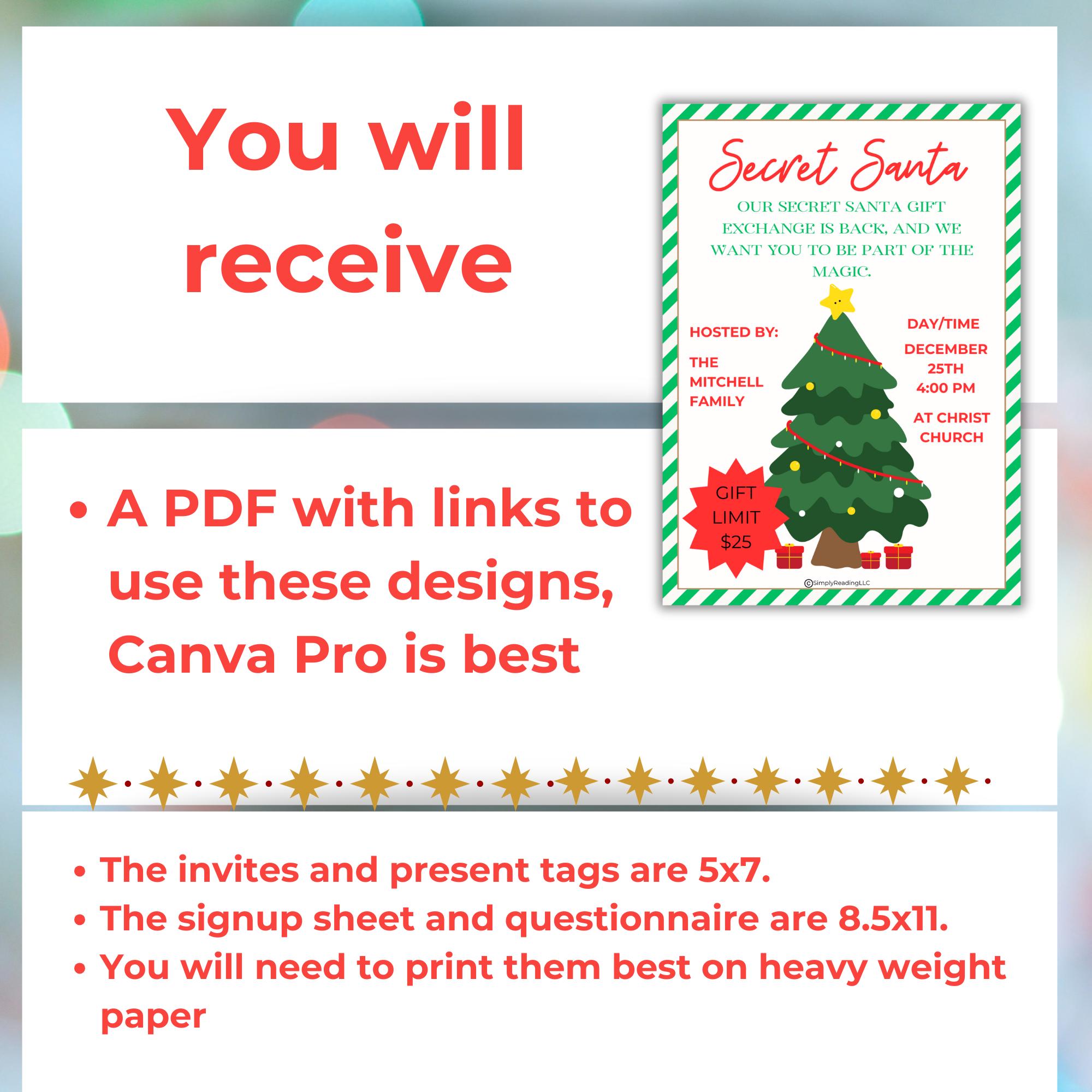 Printable & Editable Secret Santa Bundle, Secret Santa Invitation ...