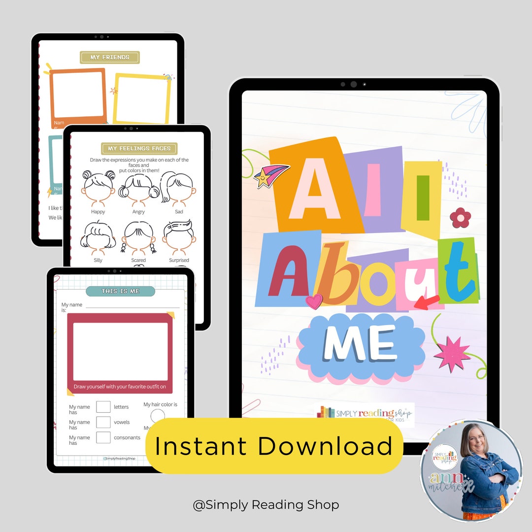 Kid's All About Me Journal, Printable Preschool Kindergarten Activity ...