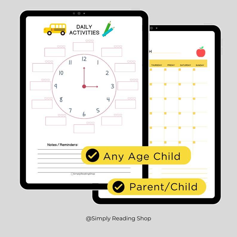 Back to School Schedules for Kids, Journal for Kids, Kid's Checklists ...