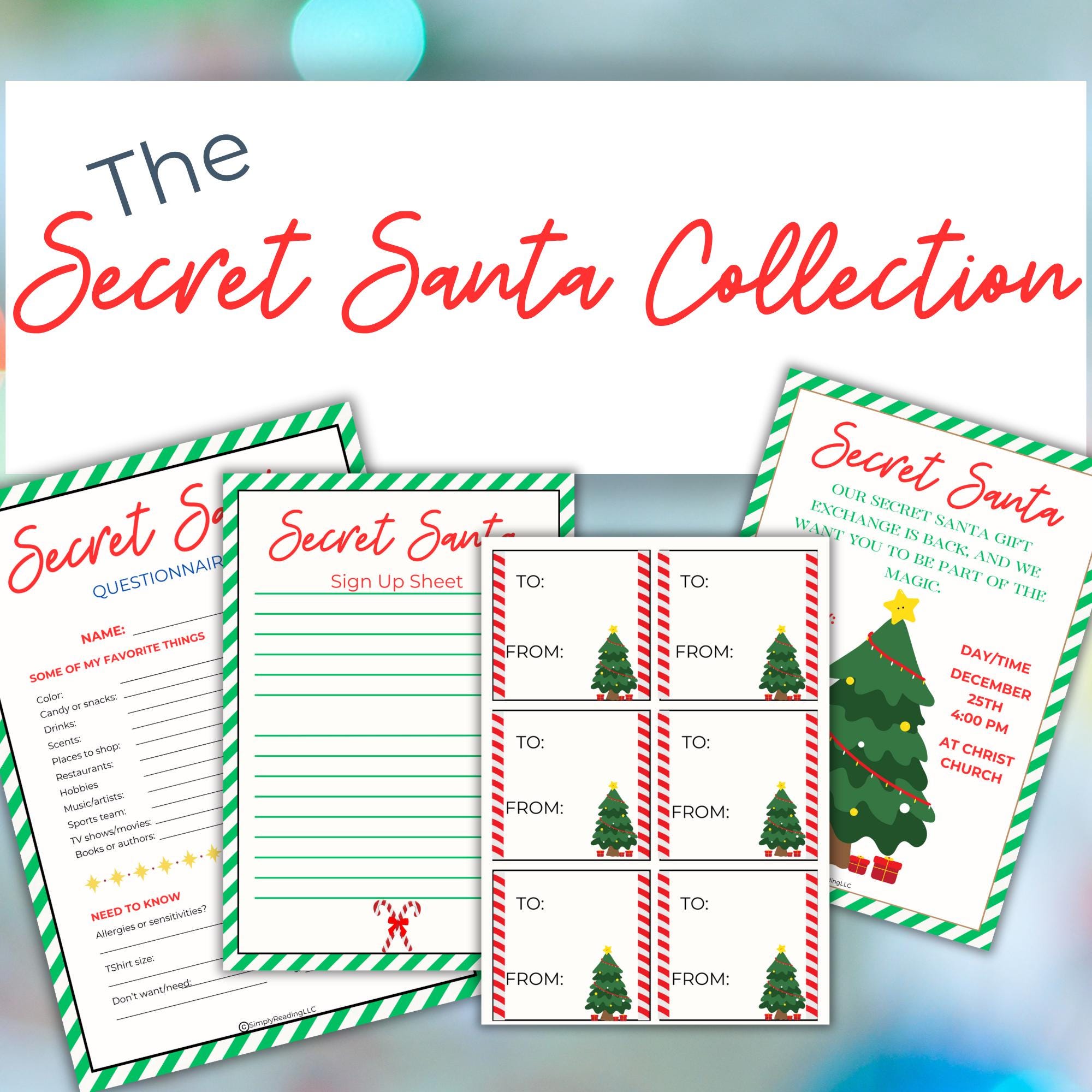 Printable & Editable Secret Santa Bundle, Secret Santa Invitation ...