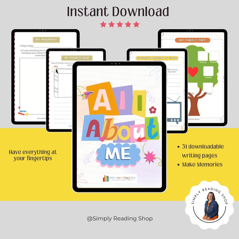 Kid's All About Me Journal, Printable Preschool Kindergarten Activity ...