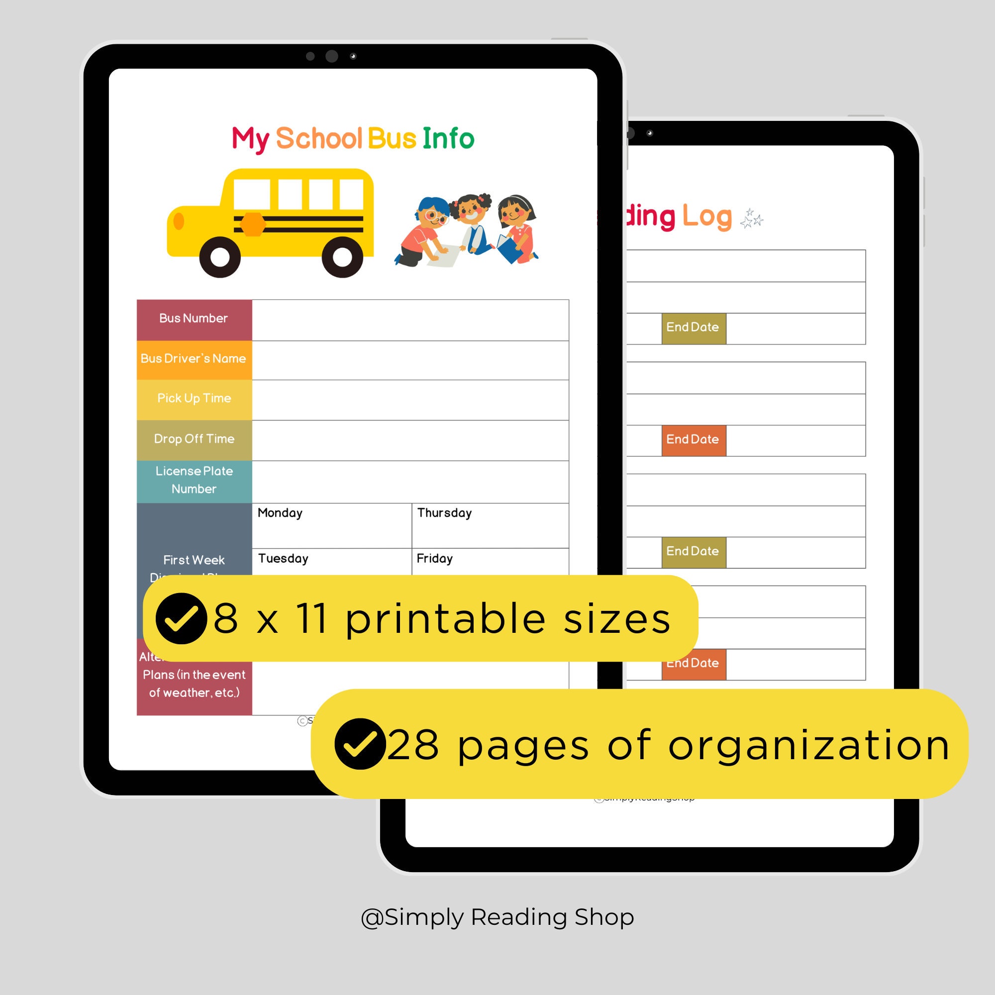 Back to School Schedules for Kids, Journal for Kids, Kid's Checklists ...