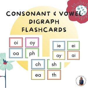 Digraph & Vowel Team Flashcards, Letter Skills, Alphabet, Elementary ...