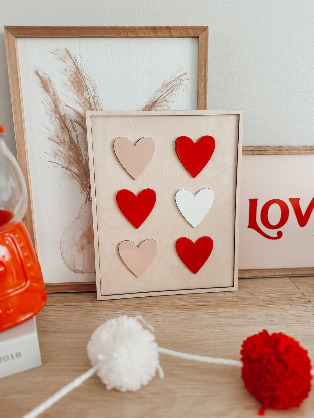 Hearts Frame Decor | Entryway Decor | Handmade Sign | Wooden Frame ...