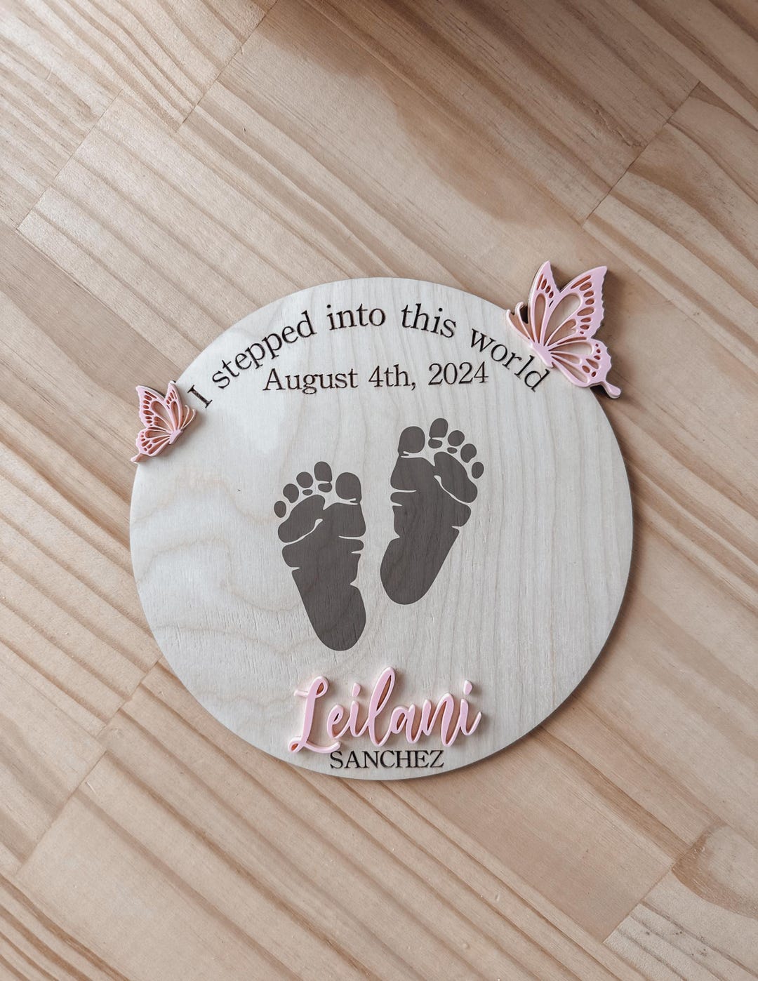 Baby Footprint Sign | Butterfly Hospital Sign | Baby Birth Stats | Sign ...