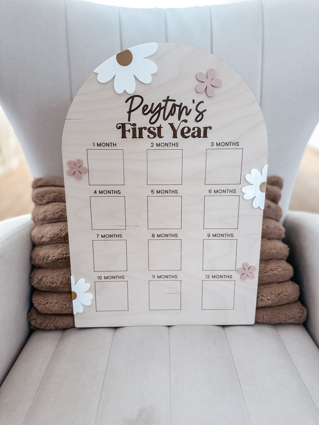 My First Year Photo Board | Wooden Board for Baby Photos | One Year ...