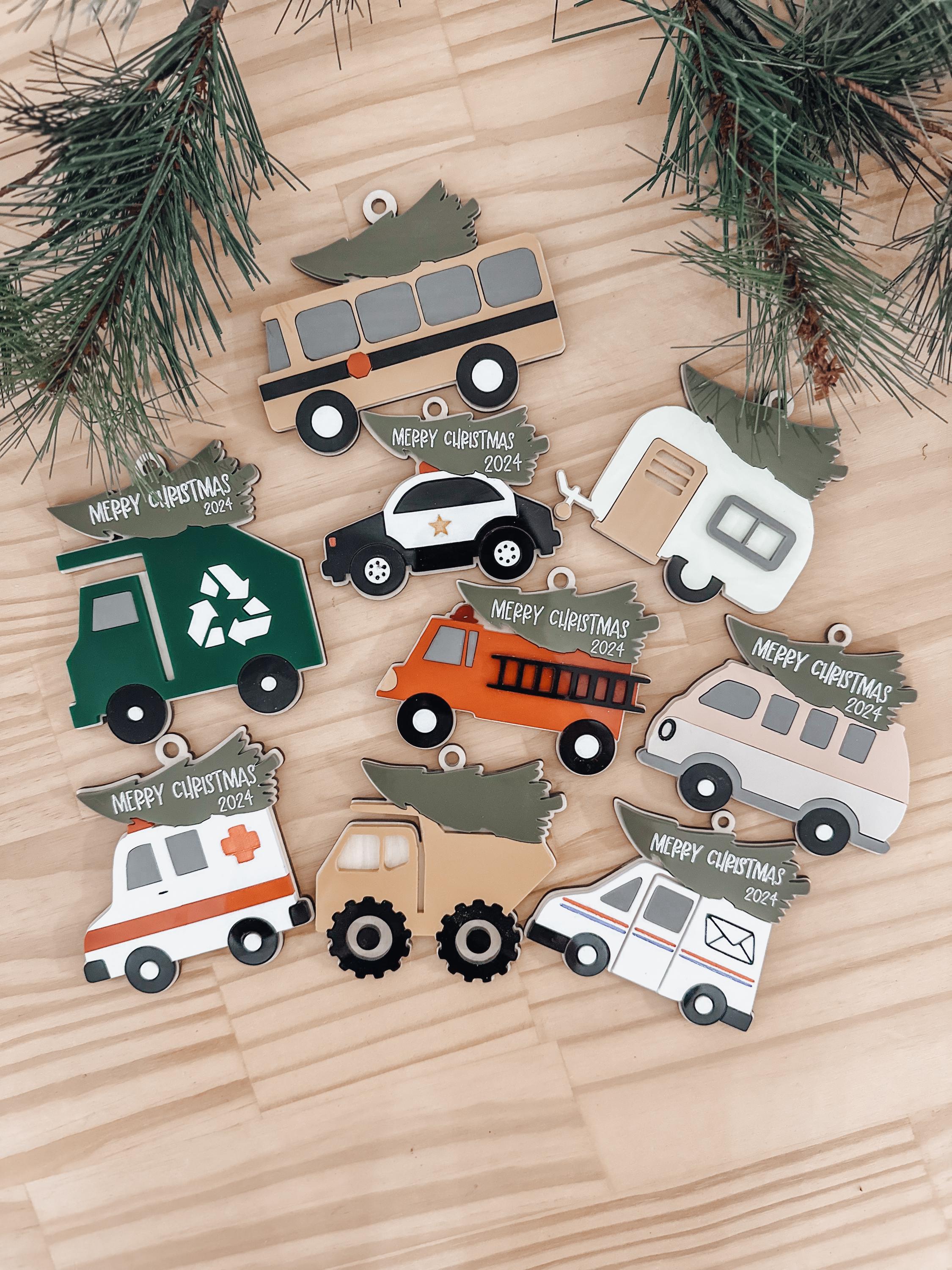 Service Vehicle Christmas Ornament | Baltic Birch Car With Tree - Etsy